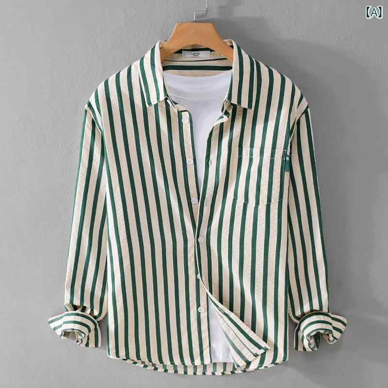 ・カテゴリ: シャツ・タイプ: カーディガン・スタイル: 日本風・主な素材: ポリエステル混紡・機能: 洗濯機洗い可能・番手: 20番手・フィット: ルーズ・ネックライン: 襟付き・袖丈: 長袖・柄: ストライプ・厚さ: 薄手・対象: 成人...