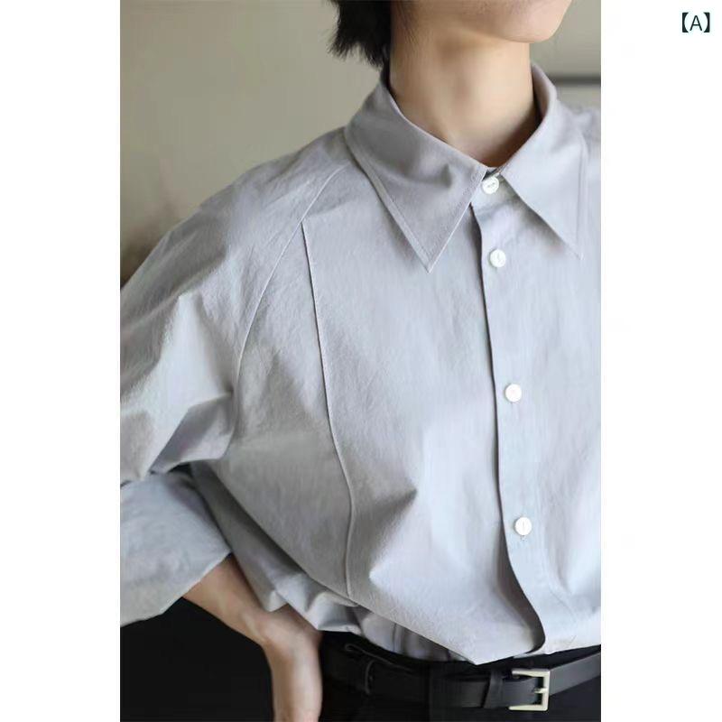 ・カテゴリ: シャツ・スタイル: 日韓カジュアル・主な素材: 綿70%以上80%未満・ネックライン: 襟付き・袖丈: 長袖・袖タイプ: レギュラー袖・柄: 無地・デザイン: カーディガン・フィット: ルーズフィット・前立て: シングルブレス...