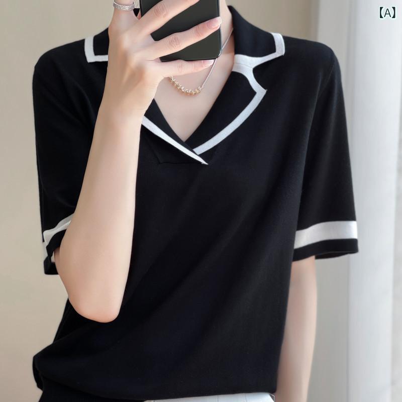 ・カテゴリ: Tシャツ・スタイル: 通勤、エレガント・主な素材: ビスコース（アイス）・ネックライン: Vネック・袖丈: 半袖・柄: 無地・デザイン: プルオーバー・加工: パッチワーク、切り替え・フィット: ルーズフィット・カラー展開: ...