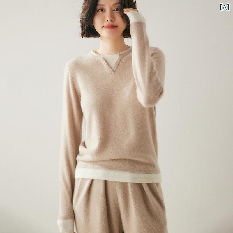 ・カテゴリ: セーター・スタイル: エレガント通勤・デザイン: フェイクレイヤード・主な素材: カシミヤ、ウール・ネックライン: ラウンドVネック・袖丈: 長袖・袖タイプ: レギュラー袖・前立て: プルオーバー・シルエット: レギュラー・着...