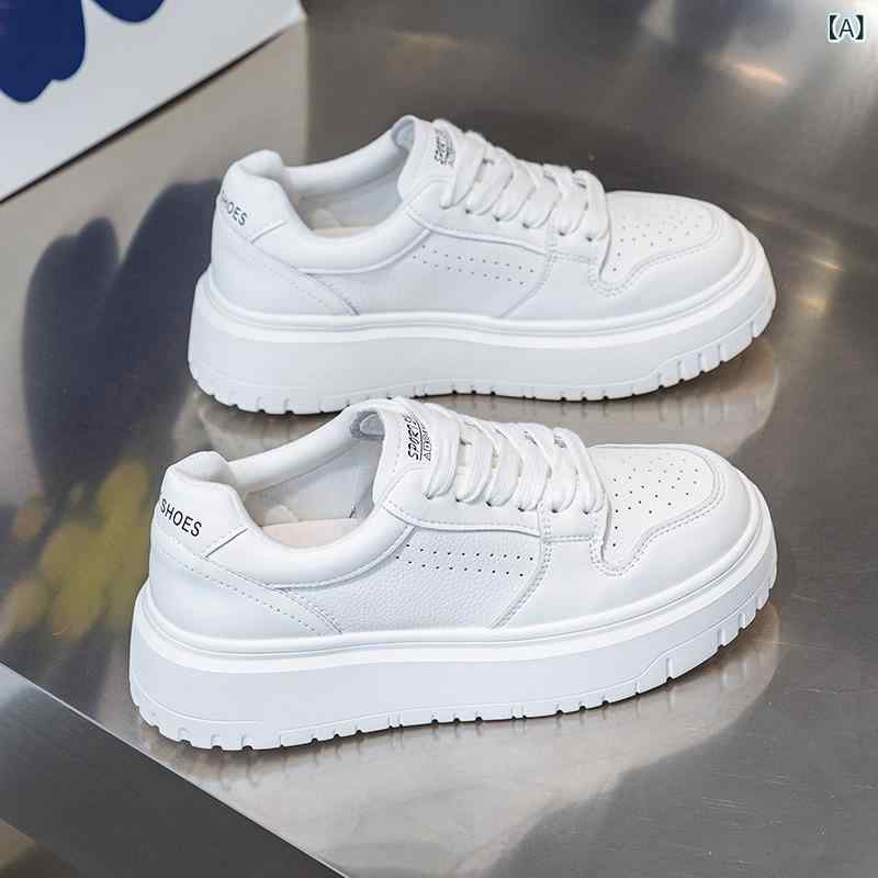 ・カテゴリ: 厚底シューズ・スタイル: 韓国、白スニーカー・性別: ユニセックス・つま先形状: ラウンドトゥ・アッパー素材: 牛革（スエード除く）・革の特徴: スムース・ライニング素材: メッシュ・インソール素材: ラテックス・アウトソール...