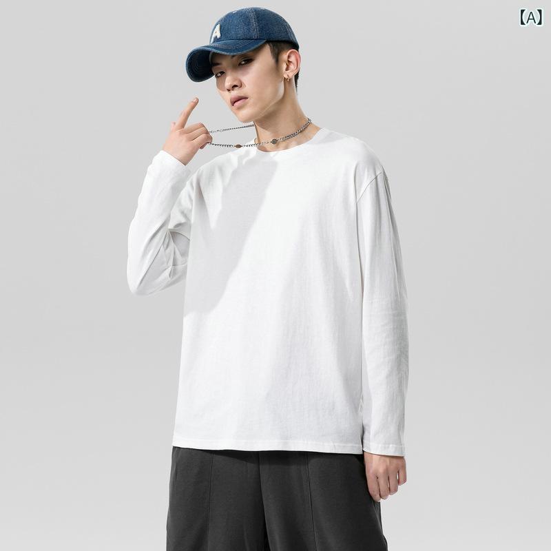 ・カテゴリ: Tシャツ・スタイル: 香港風・主な素材: 綿55%・柄: 無地・フィット: ルーズ・対象: 青少年・性別: 男性・: プルオーバー・ネックライン: クルーネック・袖丈: 長袖・厚さ: 普通・シーン: カジュアル・加工: ノーア...