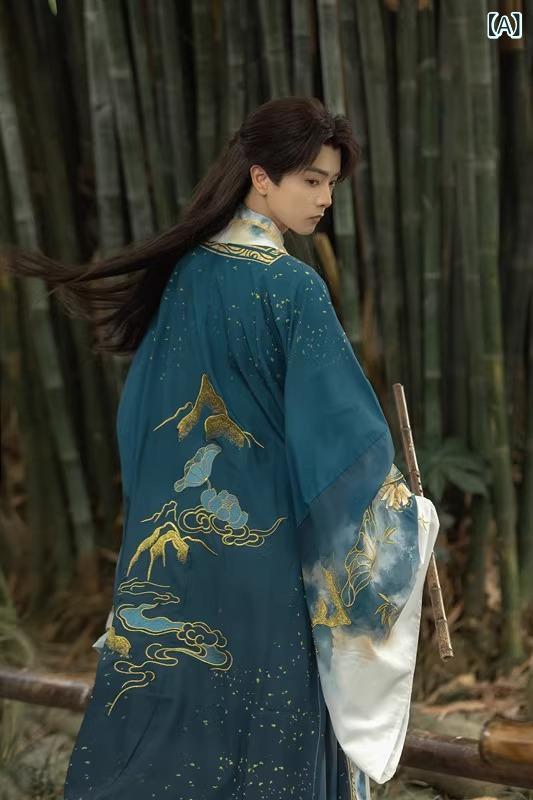 ・スタイル: 中国風・主な素材: ポリエステル・柄: プリント・カラー展開: ブルー、グレー・サイズ展開: S、M、L、XL、XXL・性別: 男性・対象: 青年