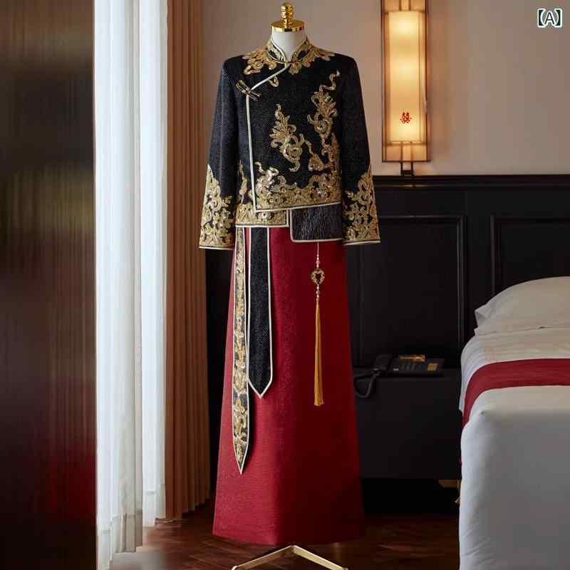 ・カテゴリ: 青春カジュアル・主な素材: ポリエステル90%・適用シーン: 婚礼・: 刺繡・カラー展開: ブラック・サイズ展開: S, M, L, XL, XXL, XXXL, 4XL・スタイル: レトロ・性別: 男性