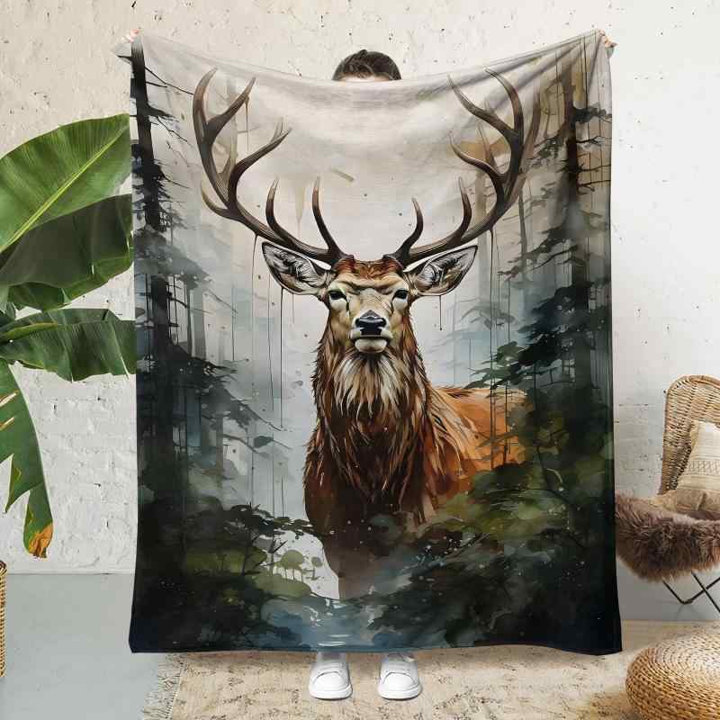 ・カテゴリ: 毛布・主な素材: ポリエステル・重さ: 約840g・推奨ベッドサイズ: 180cm x 200〜220cm・収縮率: 3%・染色堅牢度: 3～4級・スタイル: シンプルモダン・柄: 鹿柄・サイズ展開: 100x70cm、150...
