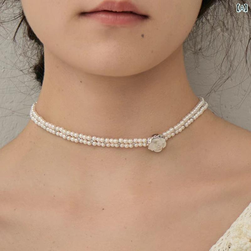 ・カテゴリ: ネックレス、ブレスレット・主な素材: 人工パール・加工技術: 電気メッキ・デザイン: 花柄・チェーンの種類: パールチェーン・チャームの素材: ジルコニア・長さ: 41cm-50cm・スタイル: 韓国風、フレッシュ、スイート・...
