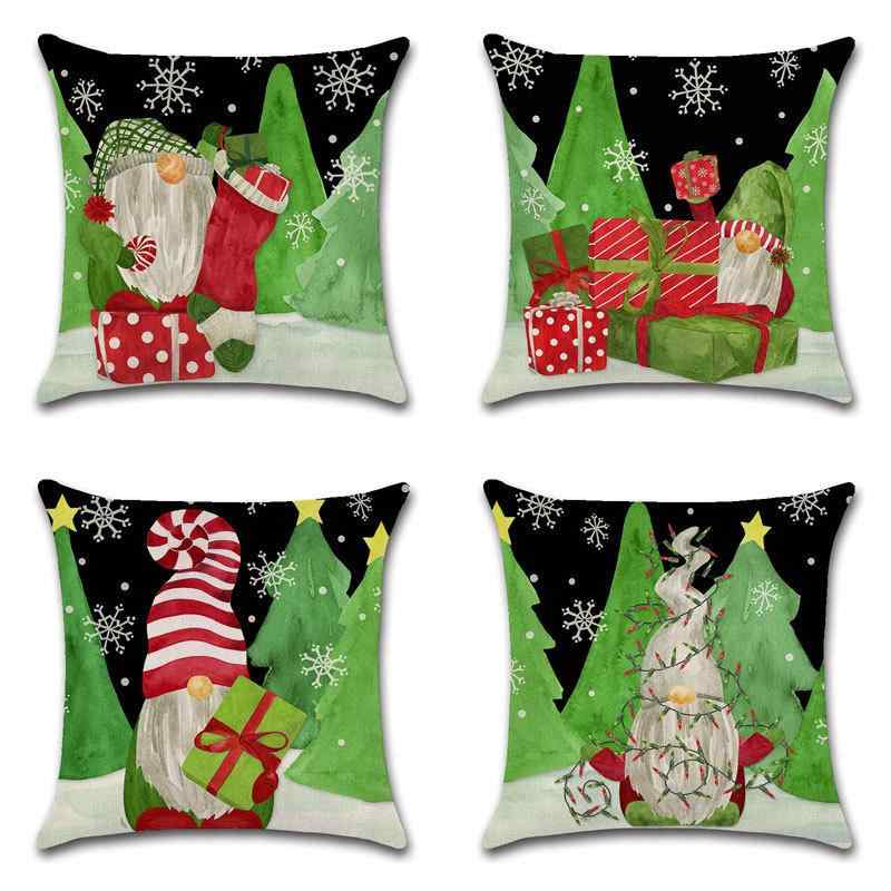 2個セット・カテゴリ: クリスマスアイテム・素材: リネン・柄: カートゥーン、アニメ・スタイル: 北欧・サイズ: 45cm x 45cm・カラー: グリーン・用途: 商業施設向け