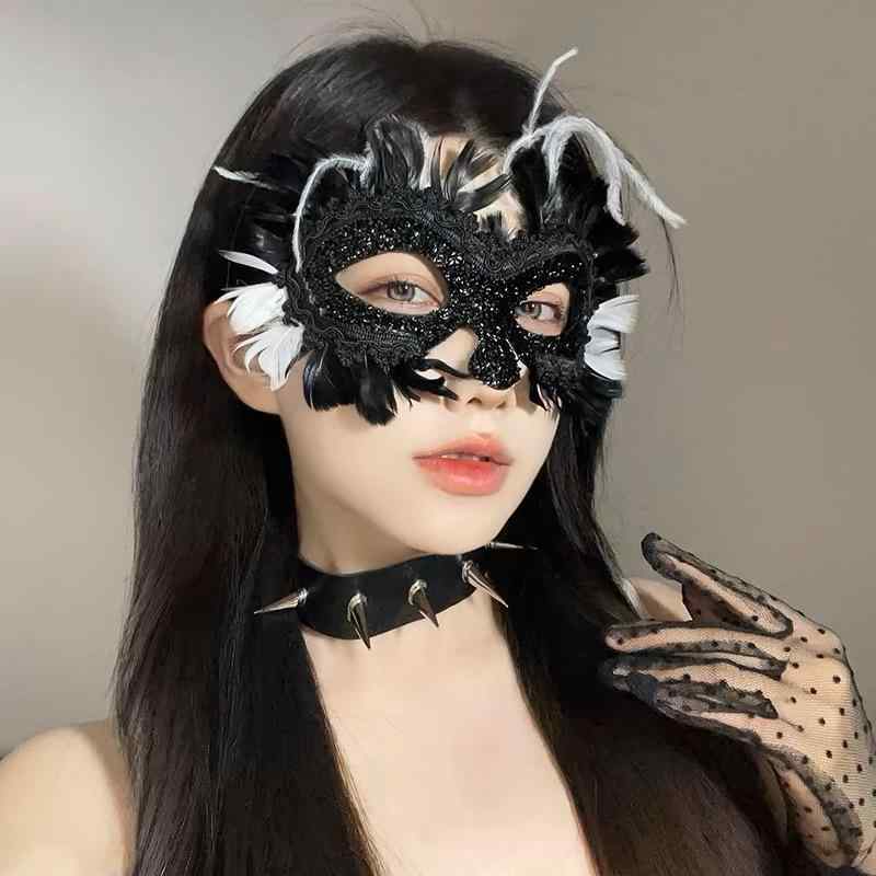 ・素材: プラスチック・デザイン展開: 黒花、白花、ピンク花、金花、ローズピンク花、黒羽毛レース、白レースハーフマスク、銀スパンコールハーフマスク、黒、白、ピンク、紫・スタイル: かわいい・種類: マスク・機能: DIY・適用イベント: ク...