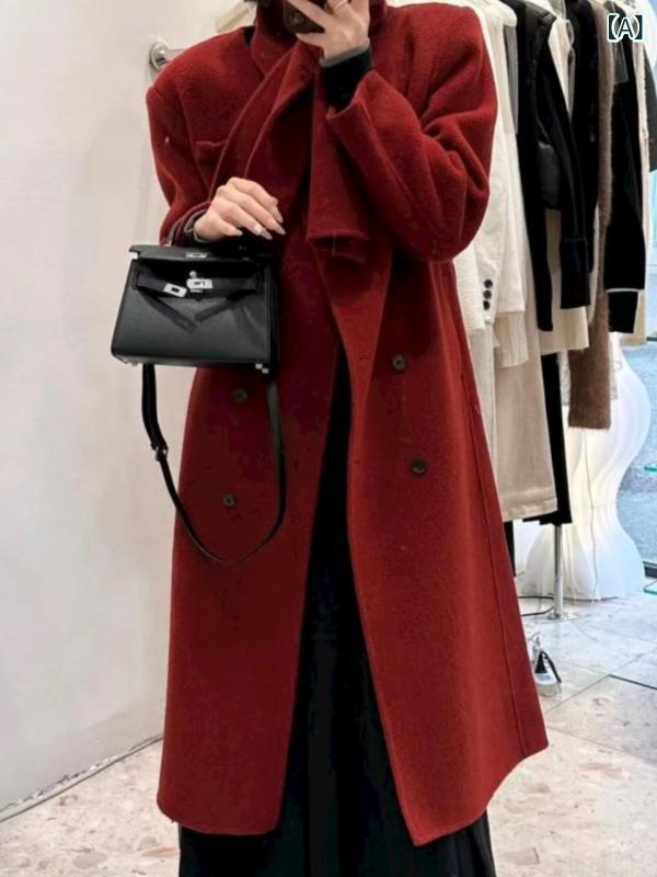 ・カテゴリ: レディースウールコート・スタイル: 通勤、きれいめ・主な素材: 羊毛90%～95%・厚さ: 普通・フィット: スリム・着丈: ロング丈 (80cm～100cm)・ネックライン: スカーフカラー・袖丈: 長袖・袖タイプ: レギュ...