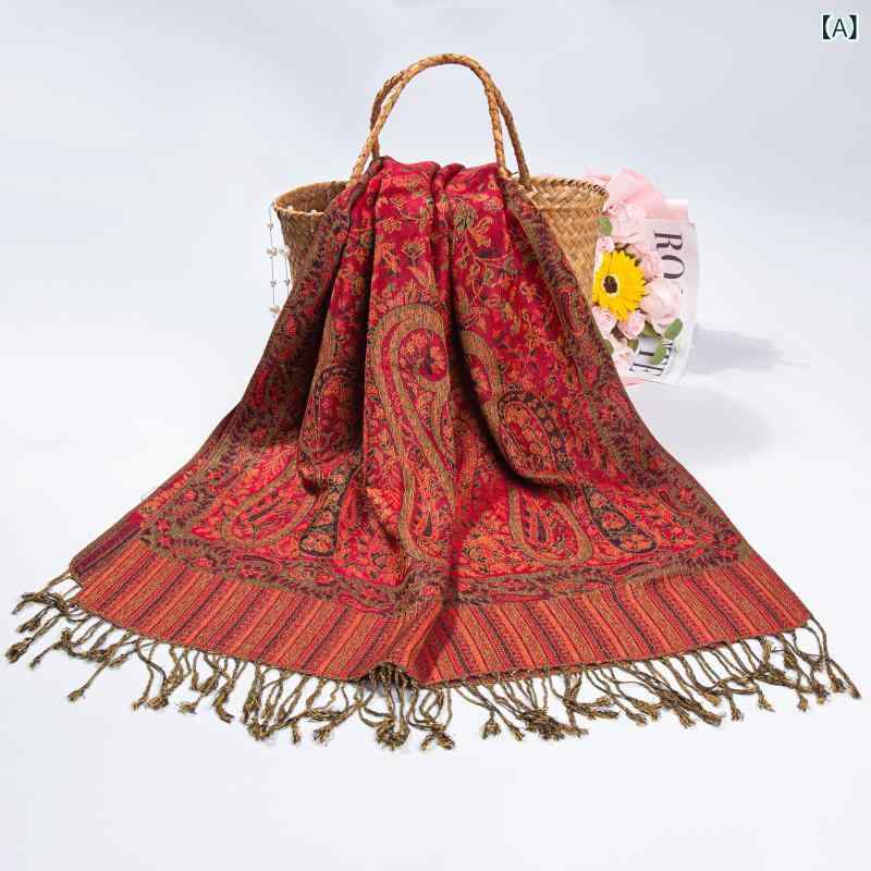 ・主な素材: アクリル51～60%・スタイル: 個性的、民族風・柄: 吉祥模様・編み方: 緯編み・加工: 布帛、ニット、ジャカード織り・機能: 保温・丈: ミドル・カラー展開: レッド、ブラックレッド、ロイヤルブルー、ブラックキャメル、カー...