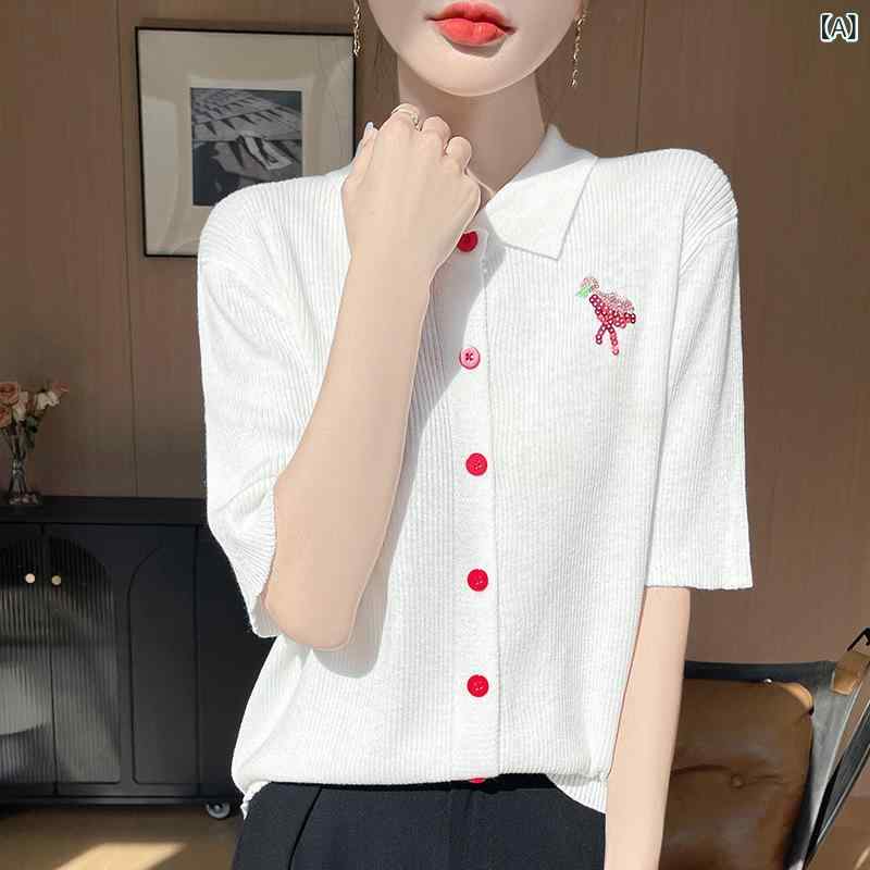 ・カテゴリ: カーディガン・フィット: スリム・着丈: レギュラー・ネックライン: ポロカラー・袖タイプ: レギュラー・袖丈: 3分袖・厚さ: 中厚・: メッシュ・カラー展開: ホワイト、ベージュ、ネイビー、ブラック、グレー、チェリーレッド...