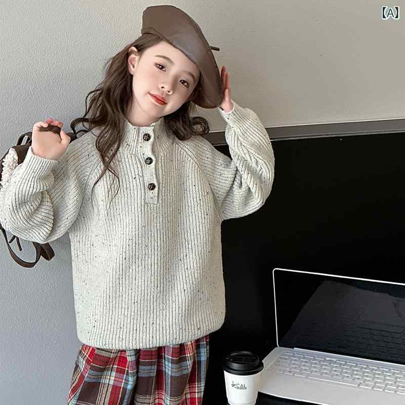 ・カテゴリ: 子供用セーター・スタイル: 韓国・性別: 女・対象年齢: 中高学年（8歳以上、140cm以上）・主な素材: アセテート繊維・生地: ニット・加工: 柔軟加工・厚さ: 普通・毛糸の太さ: 普通・ネックライン: クルーネック・袖丈...