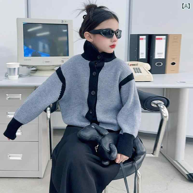 ・カテゴリ: キッズセーター・性別: 女性・スタイル: 韓国・対象年齢: 8歳以上（身長140cm以上）・主な素材: アセテート繊維・生地名: ニット・生地加工: 柔軟加工・毛糸の太さ: 普通・厚さ: 普通・袖丈: 長袖・ネックライン: ハ...