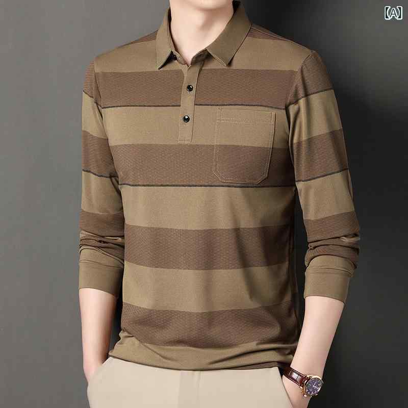 ・カテゴリ: Tシャツ・スタイル: 軽熟カジュアル・主な素材: ポリエステル71%～80%・柄: ストライプ・プリント柄: 幾何学模様・フィット: スタイリッシュフィット・: プルオーバー・ネックライン: 襟付き・袖丈: 長袖・対象: 35...