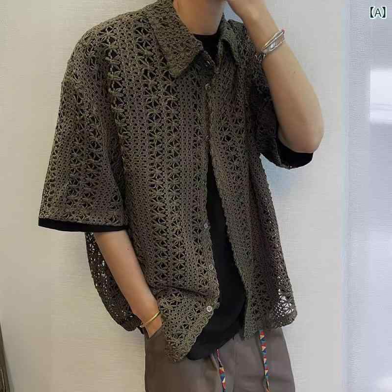 ・カテゴリ: シャツ・スタイル: ジェンダーレス・タイプ: カーディガン・フィット: ルーズフィット・ネックライン: 襟付き・袖丈: 五分袖・柄: 無地・厚さ: 普通・主な素材: ポリエステル96%以上・生地番手: 30番手・加工: アイロ...