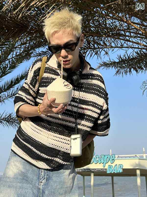 ・カテゴリ: シャツ・主な素材: ポリエステル・スタイル: カジュアル、香港風・: プルオーバー・フィット: ルーズフィット・ネックライン: 襟付き・袖丈: 五分袖・柄: 切り替え・厚さ: 普通・ディテール: ステッチ・カラー展開: ブラッ...