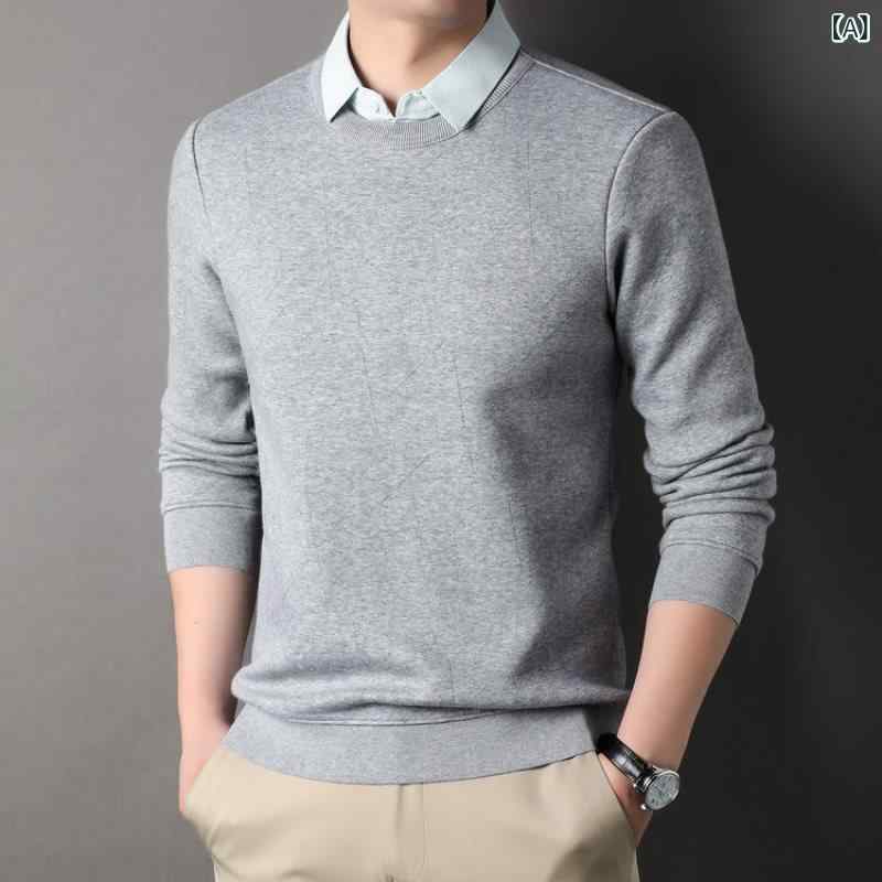 ・カテゴリ: ニット・スタイル: プルオーバー・シルエット: ストレート・ネックライン: シャツカラー・袖丈: 長袖・厚さ: 厚手・テイスト: きれいめカジュアル・対象: 大きいサイズ・カラー展開: パリジャングレー、パイングリーン、ネイ...