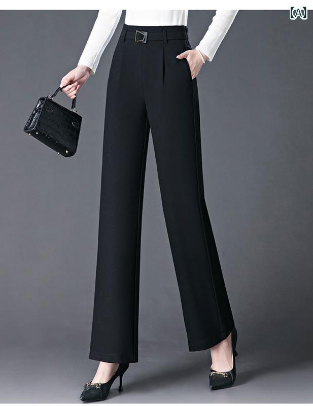 ・カテゴリ: カジュアルパンツ・シルエット: ストレート・丈: フルレングス・ウエスト: ハイウエスト・厚さ: 中厚・ディテール: ポケット・スタイル: エレガント、通勤・主な素材: ポリエステル70-80%、綿・伸縮性: 微ストレッチ・対...