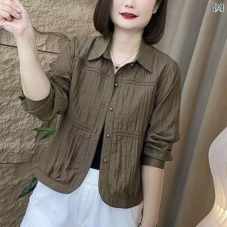 ・シルエット: ルーズフィット・厚さ: 薄手・着丈: 標準丈（50cm〜65cm）・袖丈: 長袖・袖タイプ: レギュラー袖・ネックライン: 襟付き・カラー展開: カーキ、ブラック、ワインレッド・サイズ展開: M、L、XL、2XL、3XL、4...