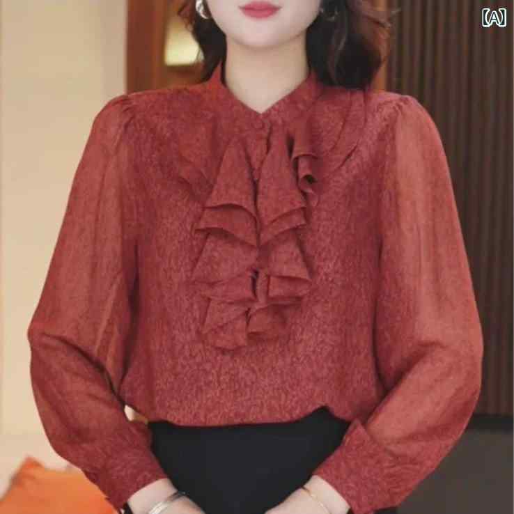 ・スタイル: 通勤風・スタイルタイプ: エレガント通勤・フィット: ルーズフィット・着用方法: プルオーバー・ネックライン: スタンドカラー・袖丈: 長袖・袖タイプ: レギュラー袖・着丈: 普通丈（50cm～65cm）・主な素材配合: 70...