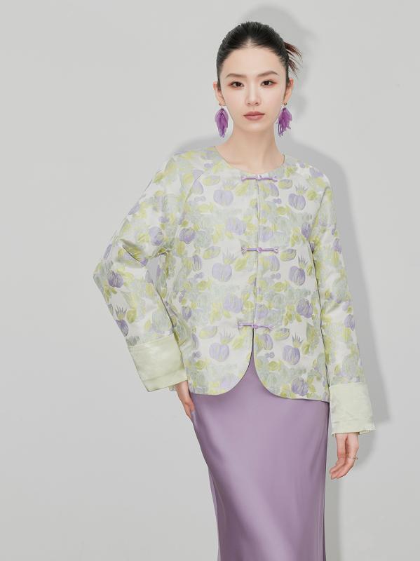 ・カテゴリ: シャツ・スタイル: 文芸レトロ・テイスト: 中国風・主な素材: 錦緞ジャカード・柄: ぼかし染め・ネックライン: ラウンドネック・袖丈: 長袖・袖タイプ: レギュラー袖・着丈: 普通丈 (約50〜65cm)・シルエット: レギ...