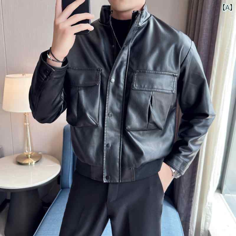 ・カテゴリ: レザージャケット・スタイル: 韓国・対象年齢層: 18〜24歳・性別: メンズ・着用方法: アウター・着丈: 普通丈（50cm〜65cm）・フィット: レギュラーフィット・襟型: スタンドカラー・フロント: ジップアップ・素材...