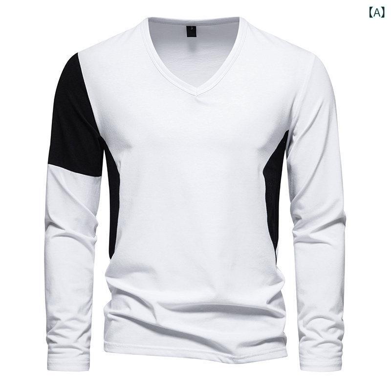 ・カテゴリ: Tシャツ・性別: メンズ・対象: 成人・スタイル: ブリティッシュ・主な素材: ポリエステル65%、綿・柄: ストライプ・フィット: スリム・タイプ: プルオーバー・ネックライン: Vネック・袖丈: 長袖・袖タイプ: レギュラ...