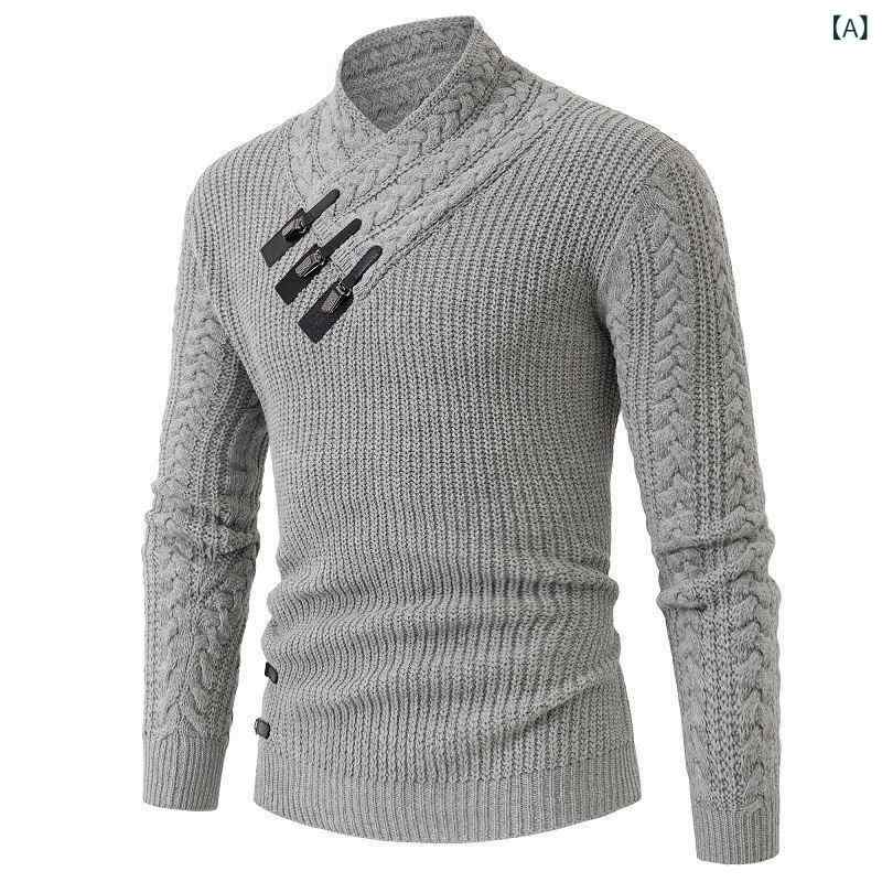 ・カテゴリ: ニット・性別: 男性・対象: 成人・機能: 通気性・: プルオーバー・スタイル: ブリティッシュ・フィット: スリム・ネックライン: モックネック・袖丈: 長袖・厚さ: 厚手・詳細: ケーブル編み・主な素材: 綿55%、ポリエ...