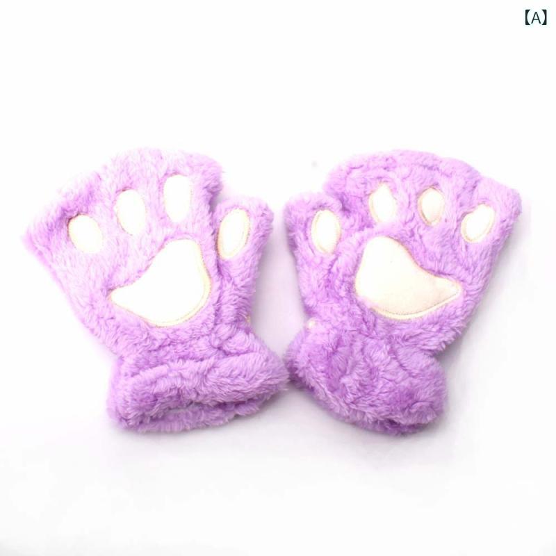 ・カテゴリ: 手袋・スタイル: ハーフフィンガー・主な素材: ベルベット・柄: カートゥーン・機能: 保温・加工: 刺繍・対象性別: ユニセックス・対象年齢: 4～12歳・適合シーズン: 冬・カラー展開: パープル、カーキ、ブラック、ピンク...