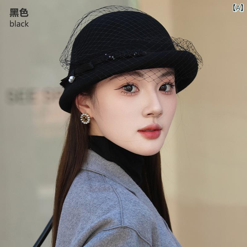 ・カテゴリ: ベレー帽・主な素材: ウール・スタイル: レトロ・スタイル分類: 文芸レトロ・帽子のトップスタイル: 丸型・つばのスタイル: 短いつば・要素: メッシュ、チェーン・要素分類: 形状・パターン・加工技術: 純手作り、サテン・カラ...
