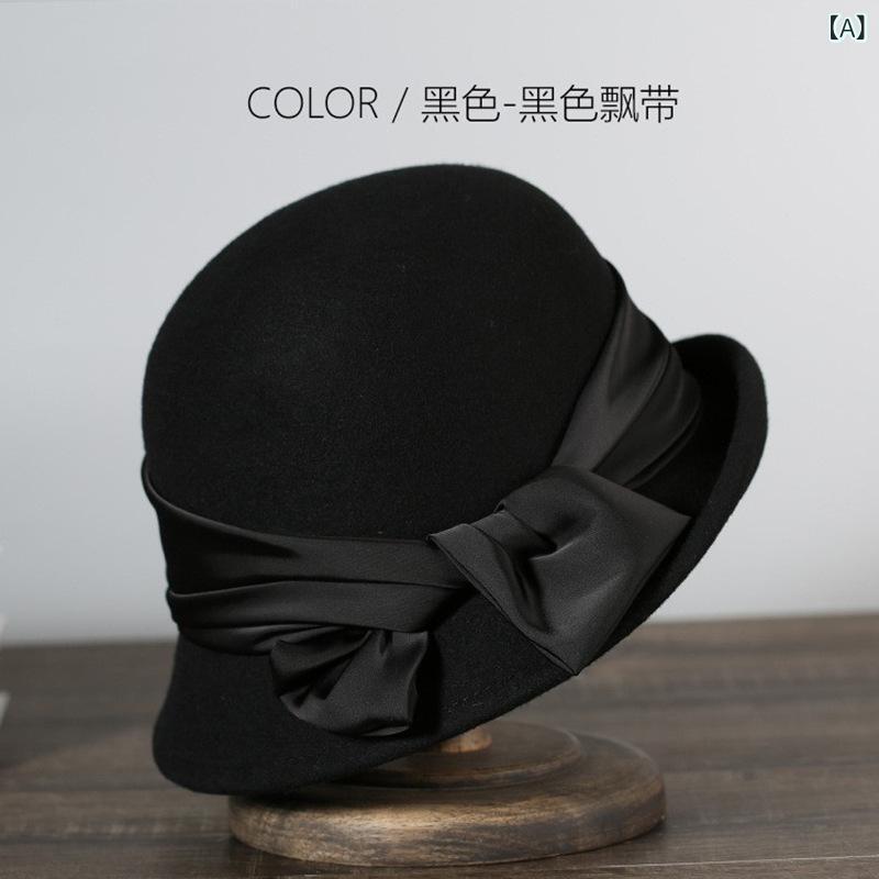 ・性別: レディース・対象年齢: 大人、ミドルエイジ・素材: ウール・着用シーズン: 冬、春、秋・編み方: サテン織り・柄: 無地・加工方法: ジャカード織り・要素: リボン・スタイル: フェミニン・カラー展開: ブラック（ブラックリボン）...