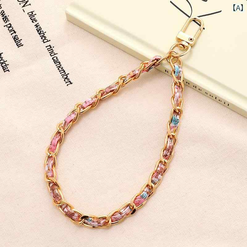 ・加工技術: 手編み・素材: 革・カラー展開: ピンク、カーキ、パープル、ブルー、グレー・カテゴリ: チャーム・スタイル: ファッション通勤・流行要素: チェーン