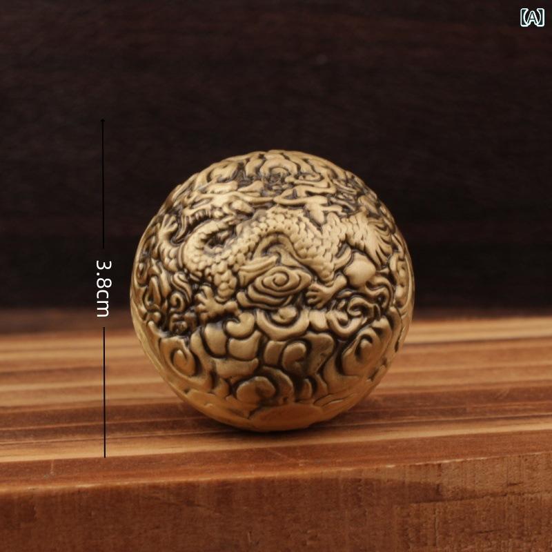 ・素材: 真鍮・カテゴリ: 骨董品・使用シーン: 自宅、一般用途・種類: 龍手球、鳳凰手球、龍鳳手球・スタイル: 中国風