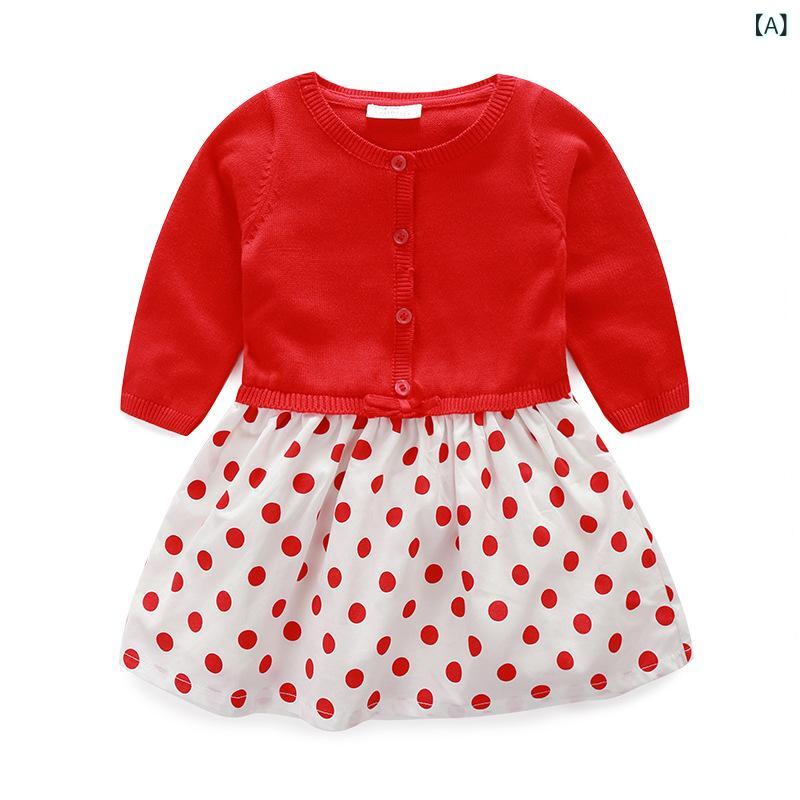・カテゴリ: キッズワンピース・性別: 女の子・対象年齢: 1〜3歳（身長80〜100cm）・主な素材: 綿・柄: 水玉・生地加工: ソフト加工・袖丈: 長袖・スカートシルエット: Aライン・裏地素材: 綿・要素: 蝶結び・カラー: 赤