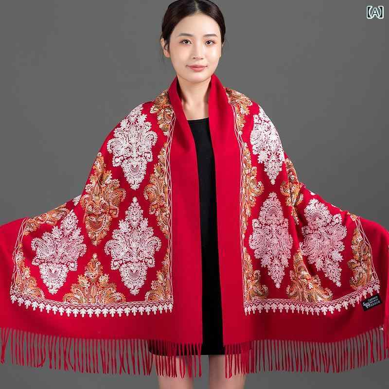 ・織り方: ツイル・機能: 保温・スタイル: ロング・テイスト: ボヘミアン、レトロモダン・柄: トーテム、民族風・主な素材: フェイク (ポリエステル96%以上)・加工方法: 経編み・サイズ: 約70cm x 200cm・カラー展開: マ...