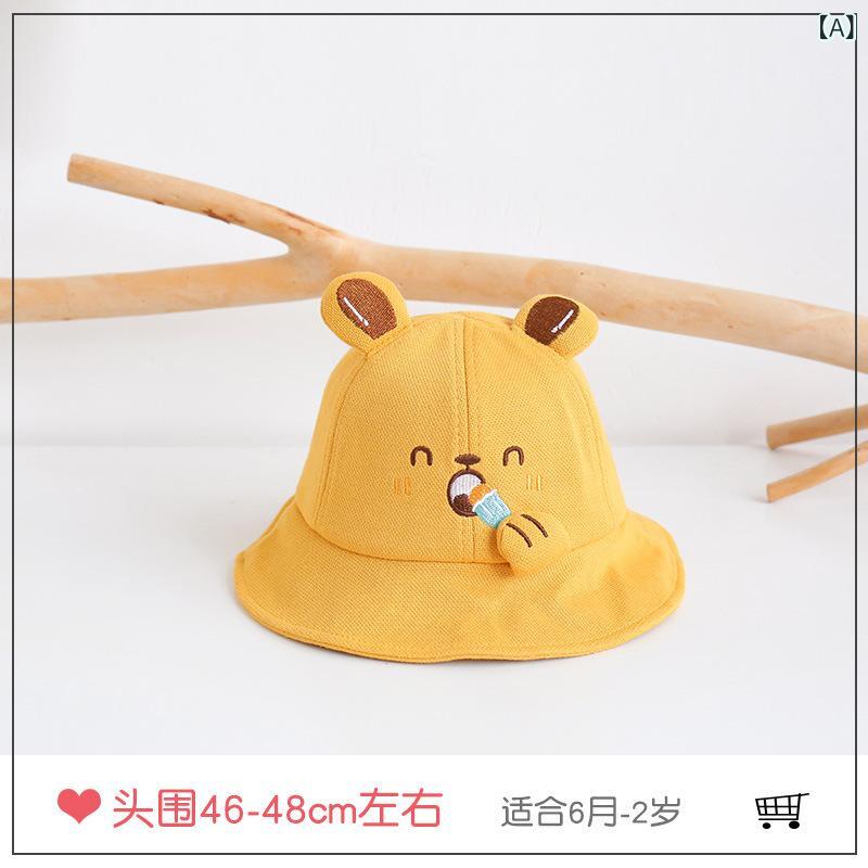・カテゴリ: 漁師帽・カラー展開: イエロー、ブルー、ピンク、ベージュ・サイズ: 頭囲46-48cm・つばの形状: 広いつば・帽子のトップ: ラウンドトップ・機能: 日焼け防止、保温、防風、日よけ・対象年齢: 6-12ヶ月、1-2歳・スタイ...