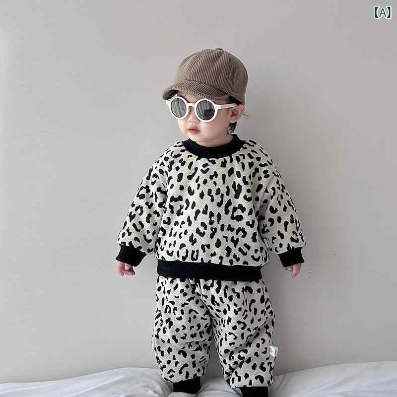 ・カテゴリ: キッズセットアップ・性別: 男児・対象年齢: 1〜3歳 (身長80〜100cm)・シーズン: 春、秋・スタイル: 韓国・タイプ: パンツセット・セット内容: 2点セット・柄: 豹柄・カラー: 豹柄・サイズ展開: 73cm、80...