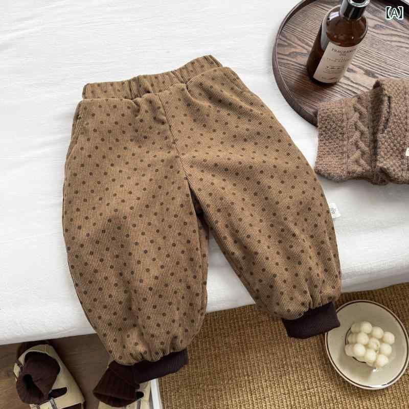 ・カテゴリ: 子供服 (パンツ)・スタイル: 韓国・主な素材: ポリエステル・丈: 長ズボン・性別: ユニセックス・対象年齢: 幼児 (1～3歳)・: コーデュロイパンツ・生地加工: 柔軟加工・柄: ドット・ウエスト: ミドルウエスト・開閉...