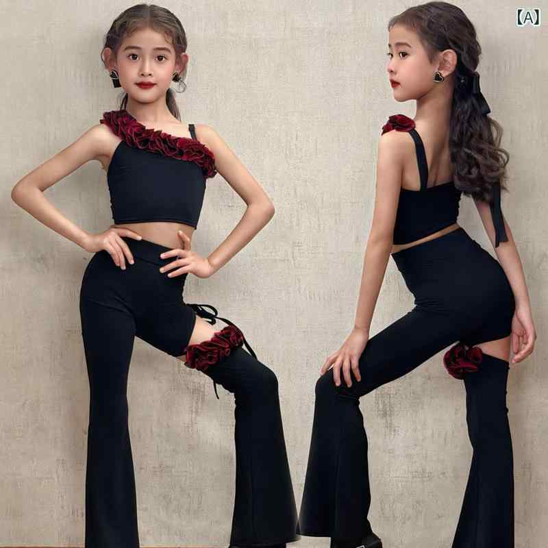 ・カテゴリ: ラテンダンスウェアセットアップ・カラー: ブラック・サイズ展開: 110, 120, 130, 140, 150, 160, 170・主な素材: ナイロン 80〜90%・スタイル: 中国風、文芸レトロ、個性派ストリート