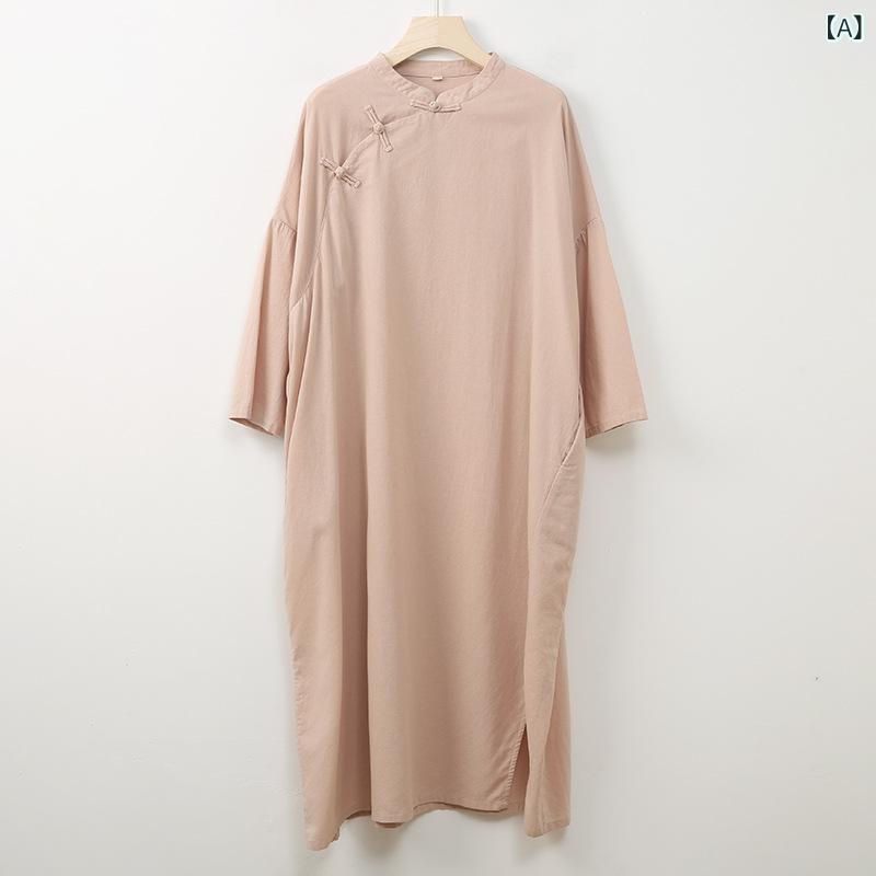 ・カテゴリ: ワンピース・スタイル: レトロ、エレガント・主な素材: 綿95%以上・ネックライン: スタンドカラー・袖丈: 長袖・柄: 無地・カラー展開: ダスティピンク、チャコールグレー・サイズ展開: F・加工: ウォッシュ加工・開閉部:...