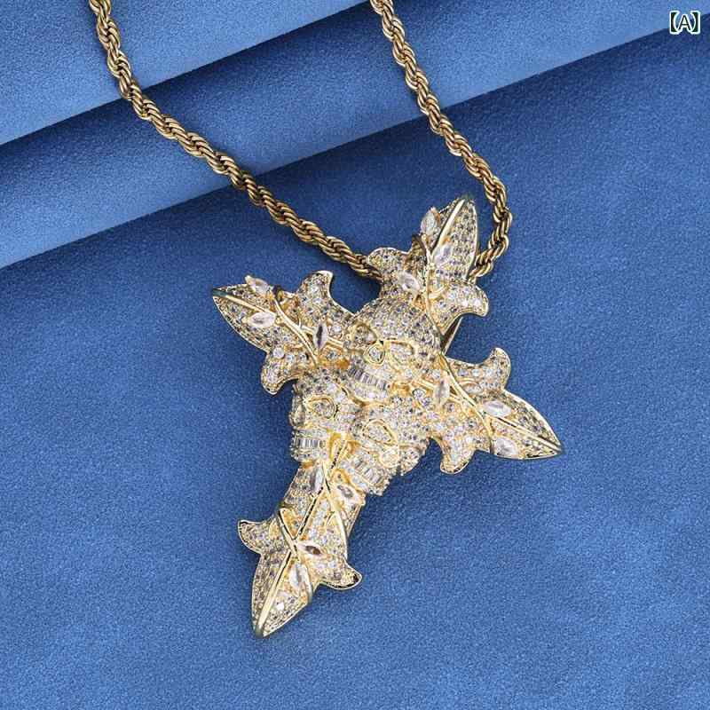 ・カテゴリ: ネックレス・素材: 銅・: 幾何学・加工: ジルコニア埋め込み・要素: クロス、メタル、スカル・カラー展開: ゴールド、プラチナ