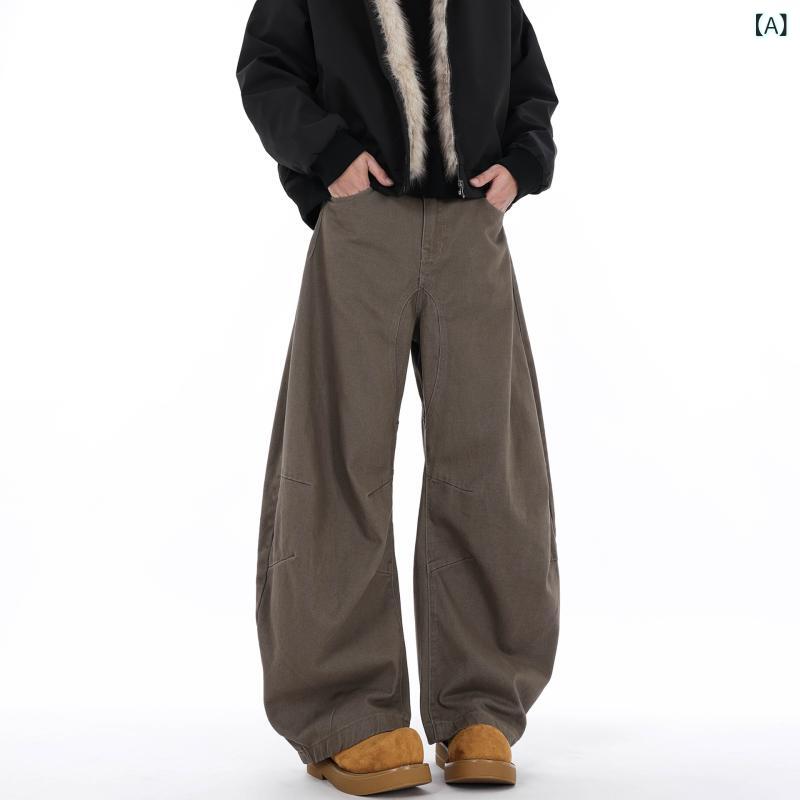 ・カテゴリ: ジーンズ・スタイル: ストリート・主な素材: 綿70-80%・シルエット: ワイドパンツ・丈: フルレングス・ウエスト: ハイウエスト・厚さ: 中厚・: ヴィンテージ風加工・加工: イージーケア・カラー展開: ブラウン、ブラッ...