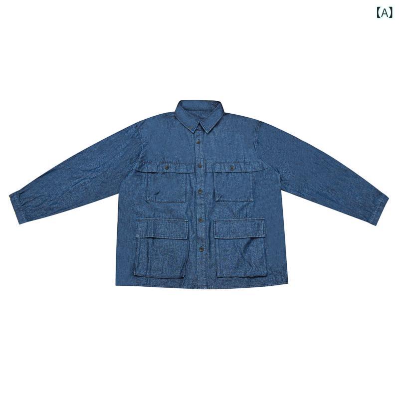 ・カテゴリ: シャツ・スタイル: 原宿系・性別: メンズ・主な素材: コーマ綿96%以上・機能: 耐摩耗・番手: 80番手・シルエット: ゆったり・ネックライン: レギュラーカラー・袖丈: 長袖・柄: 無地・ディテール: ポケット付き・: ...