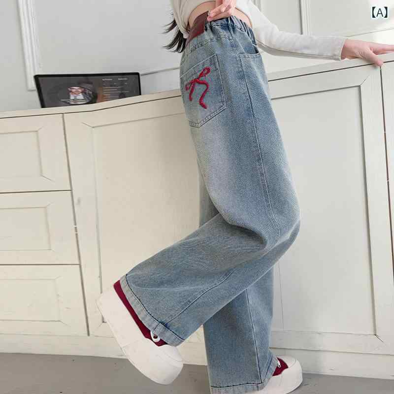 ・カテゴリ: キッズデニムパンツ・スタイル: カジュアル・主な素材: ポリエステル80% デニム・丈: ロング・対象: ガールズ・対象年齢: 8歳以上・加工: 柔軟加工・ウエスト: ミドルウエスト・ウエスト仕様: ゴム・カラー: ブルー・サ...