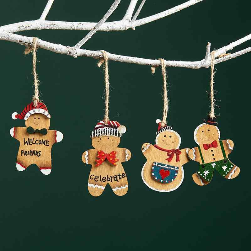 ・素材: 木製・サイズ: 7×8cm・カラー: ジンジャーブレッドマン・カテゴリ: クリスマスオーナメント・工芸: 手描き・バリエーション: 1号、2号、3号、4号、4個セット・適用祝日: クリスマス