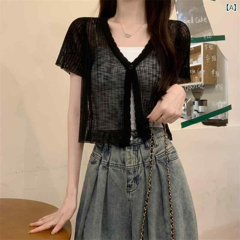 ・カテゴリ: ニット・主な素材: 竹節麻・柄: 無地・厚さ: 極薄・スタイル: カーディガン・フィット: スリムフィット・袖タイプ: レギュラー・ネックライン: Vネック・袖丈: 3分袖・要素: パッチワーク・丈: ショート丈 (40cm～...