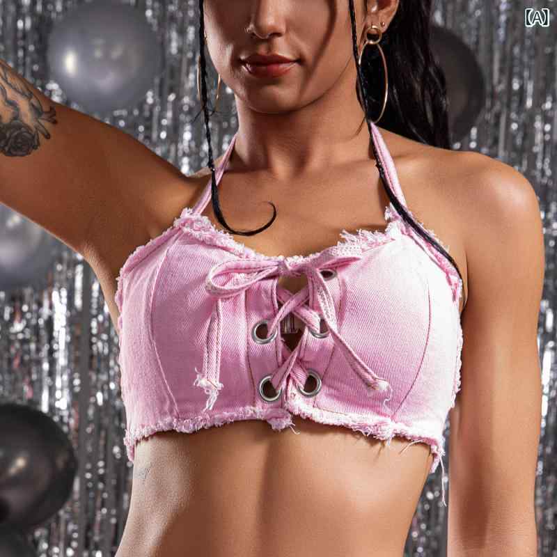 ・性別: 女性・主な素材: デニム（綿90～95%）・カラー展開: ピンク、スカイブルー・サイズ展開: S、M、L