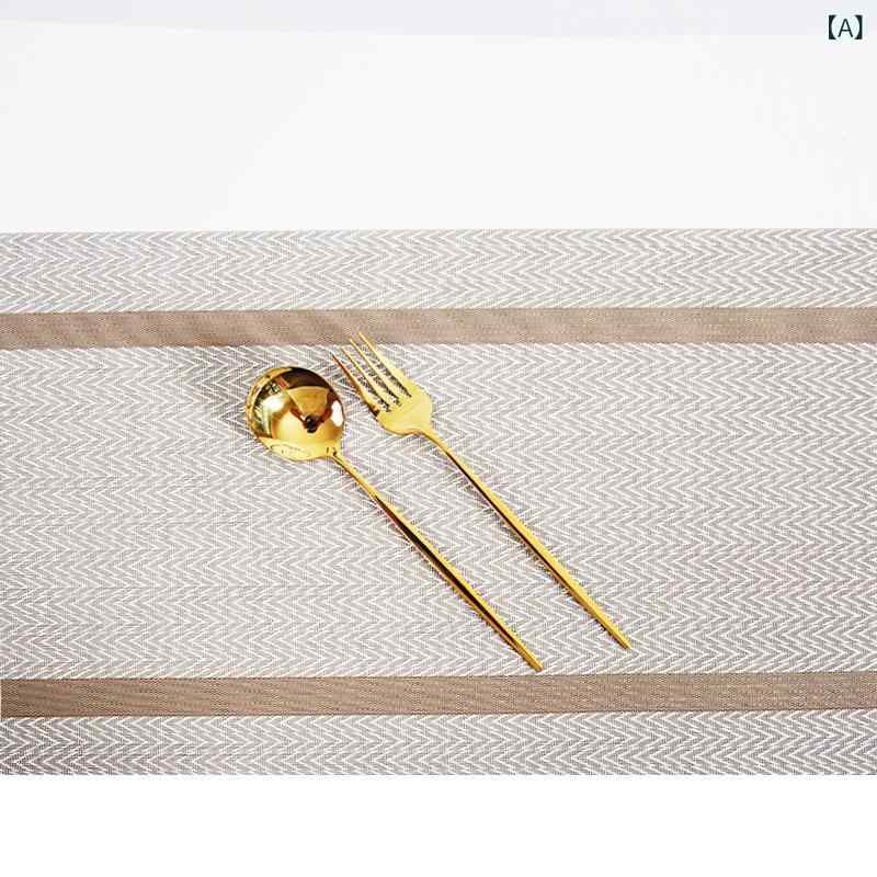 ・カテゴリ: ランチョンマット・スタイル: モダンシンプル・主な素材: PVC・柄: 無地・形状: 正方形・カラー展開: 白茶、黒金、青金・サイズ: 30cm × 45cm