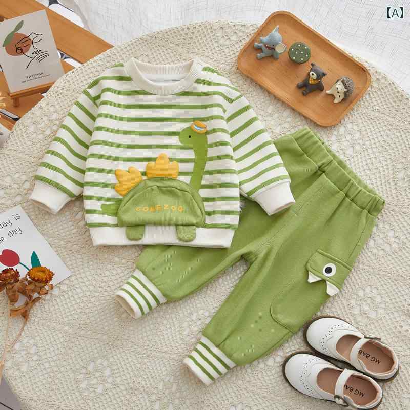 ・カテゴリ: キッズセットアップ・性別: 男の子・スタイル: 韓国・セット内容: パンツ2点セット・主な素材: 綿60%・開閉タイプ: プルオーバー・袖丈: 長袖・パンツ丈: ロング丈・厚さ: 普通・柄: 動物、レタリング・要素: セットア...