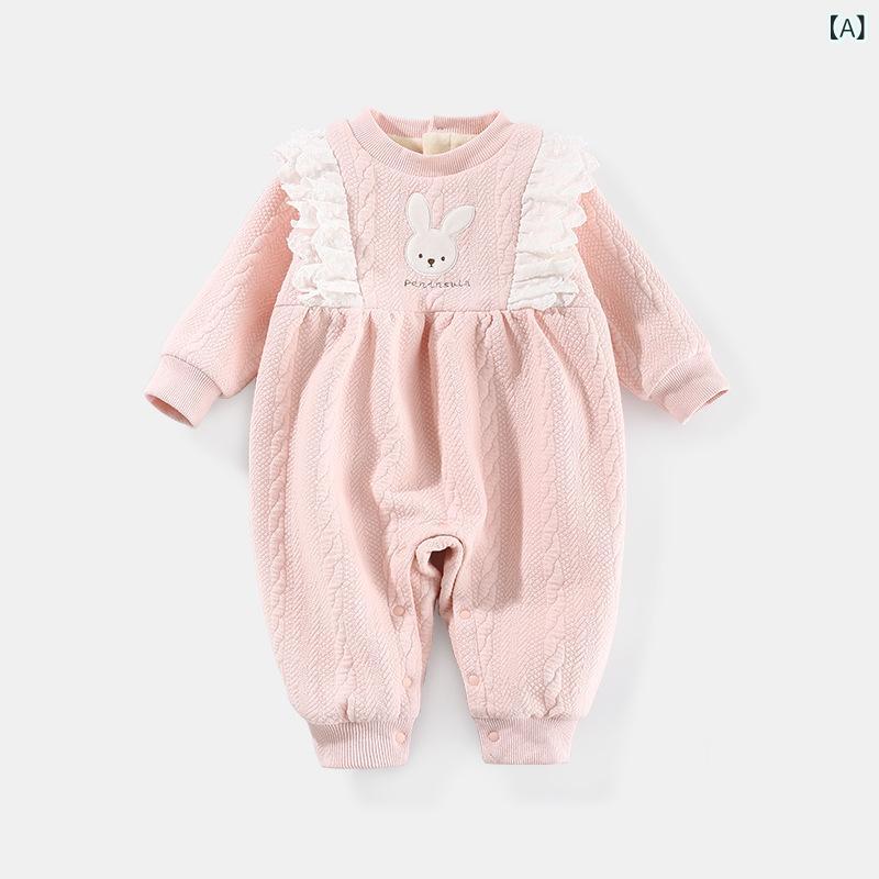 ・カテゴリ: ロンパース・タイプ: 長袖ロンパース・主な素材: ポリエステル 49%・厚さ: 厚手・開閉方式: シングルボタン・スタイル: スウィート・対象性別: 女の子・対象年齢: 新生児（0～1歳）・カラー展開: ピンク・サイズ展開: ...